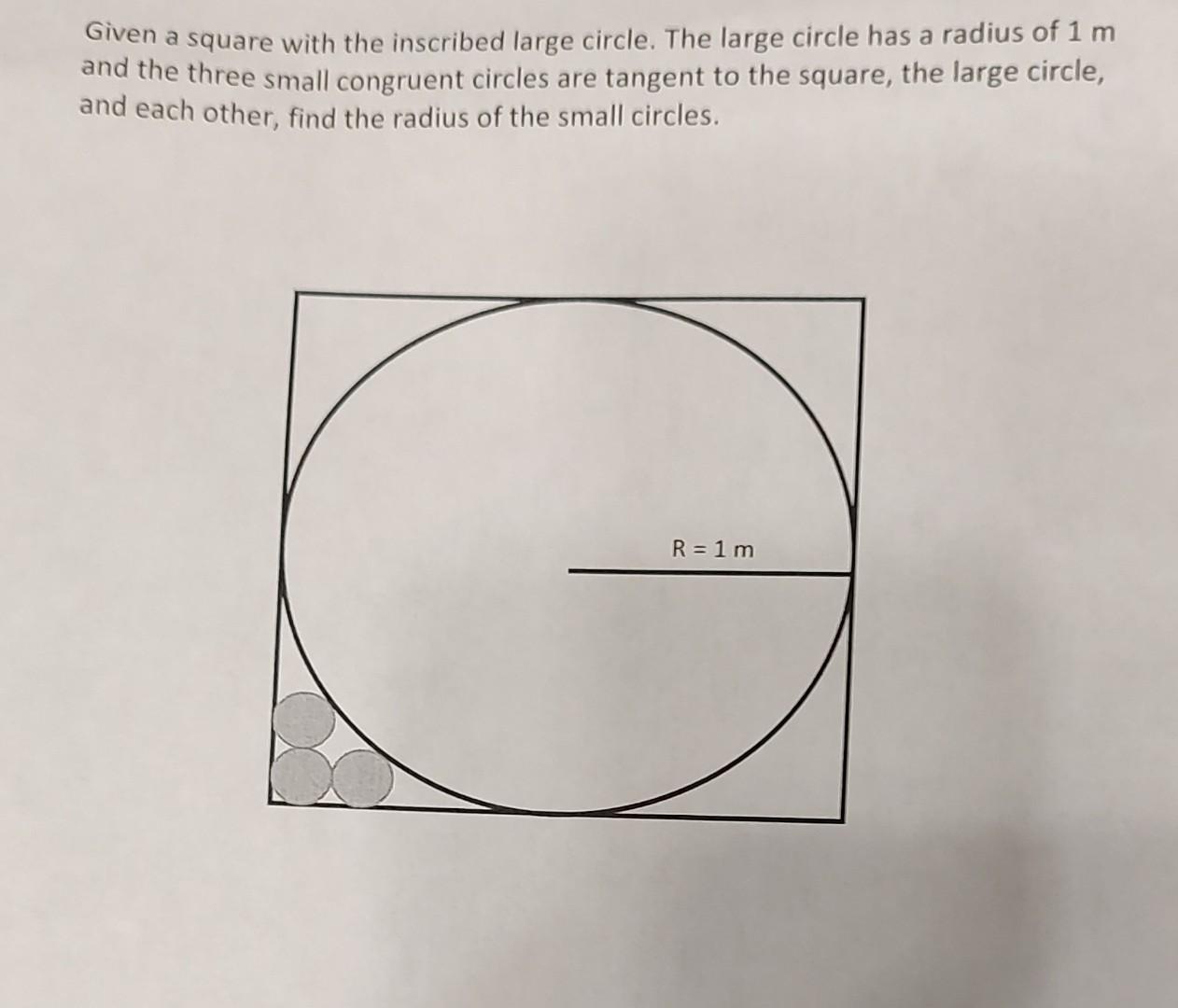 Solved Given a square with the inscribed large circle. The | Chegg.com