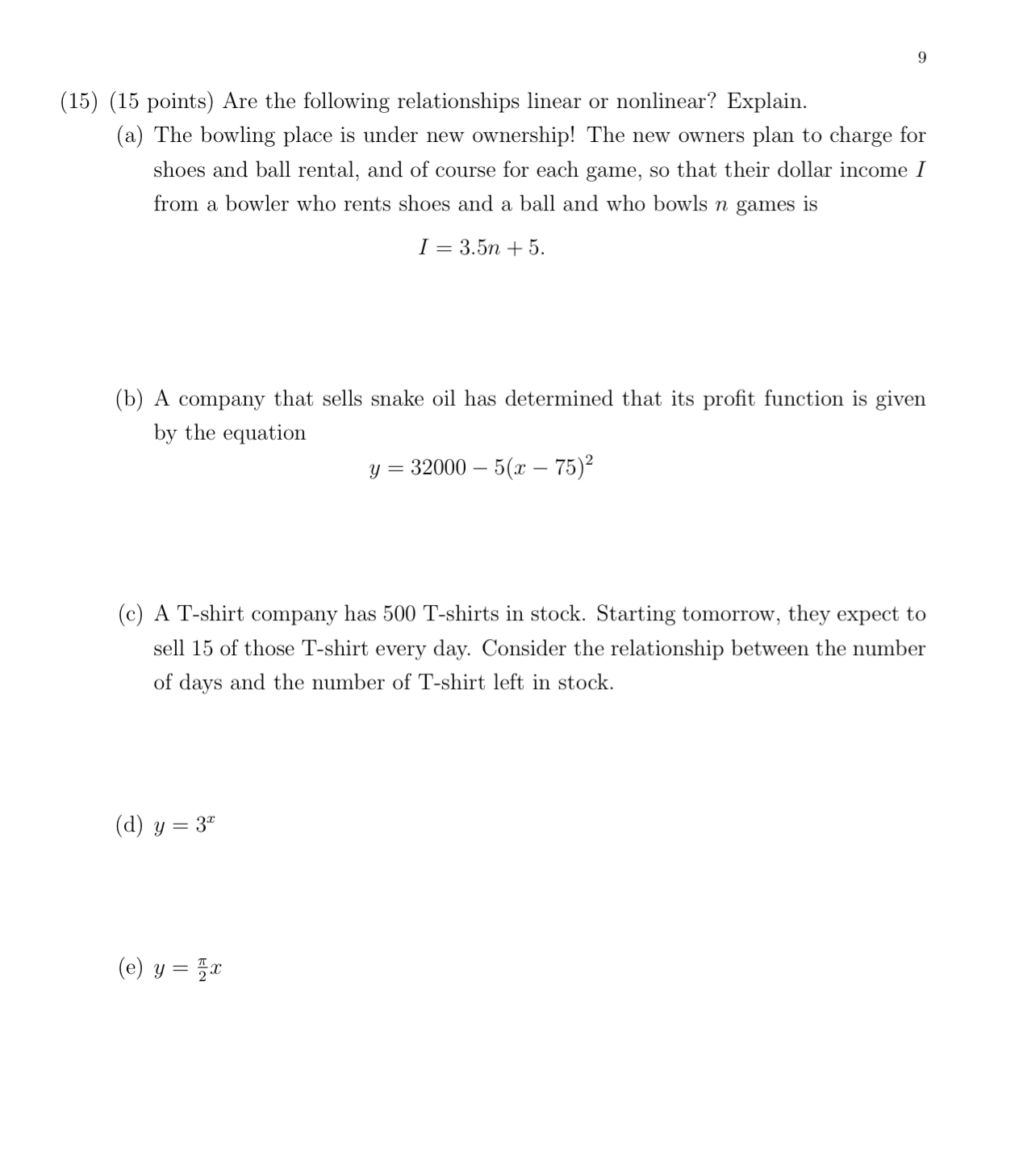 Solved 9(15) (15 ﻿points) ﻿Are the following relationships | Chegg.com