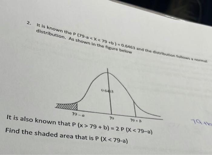 Solved 2. It is known the P (79-a 79 + b) = 2 P (X