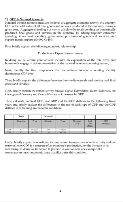 Solved 2) GDP & National Accounts National income accounts | Chegg.com