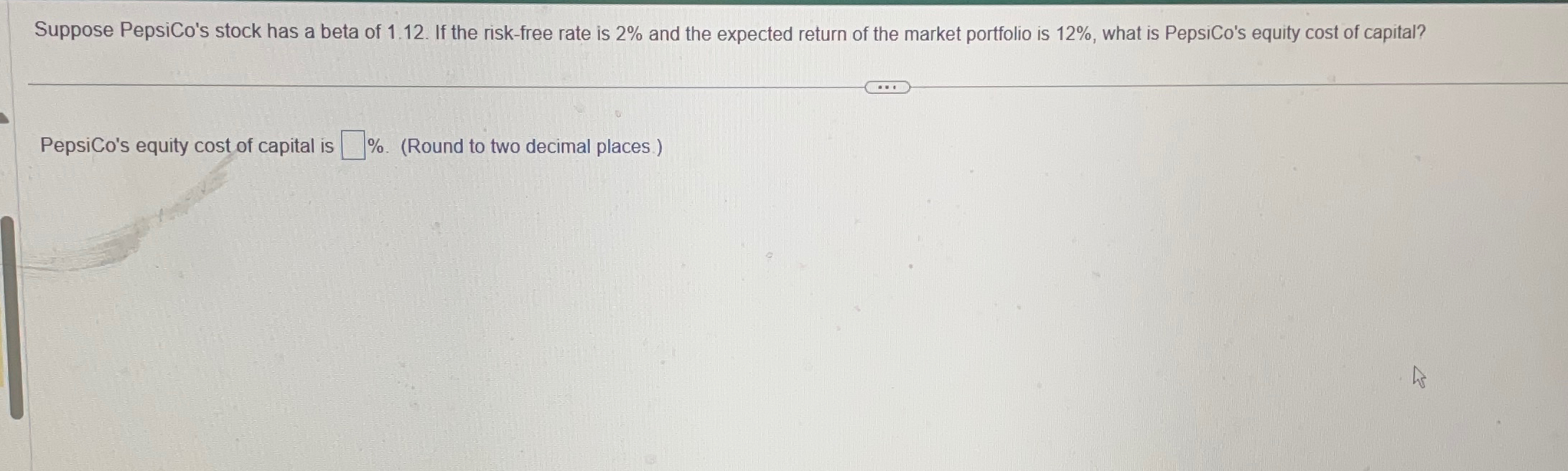 Solved 0.6Suppose PepsiCo's stock has a beta of 1.12 . If | Chegg.com Solved 0.6Suppose PepsiCo's stock has a beta of 1.12 . If | Chegg.com