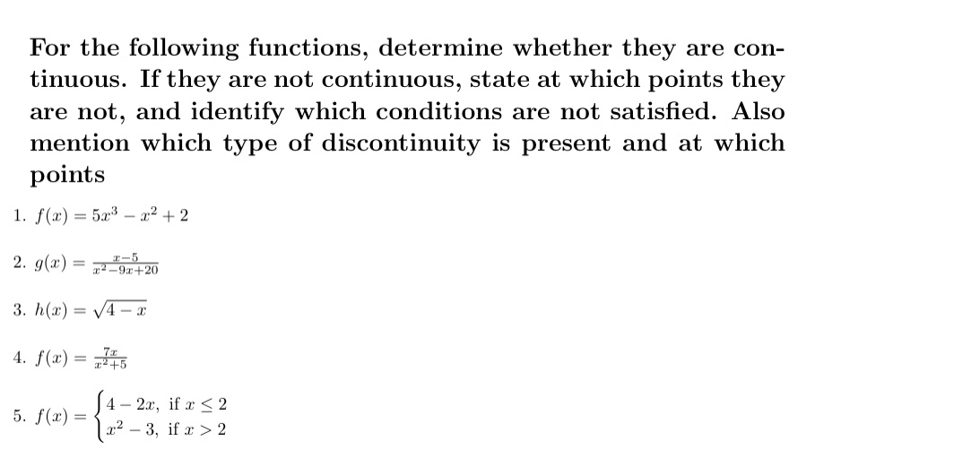 Solved For the following functions, determine whether they | Chegg.com