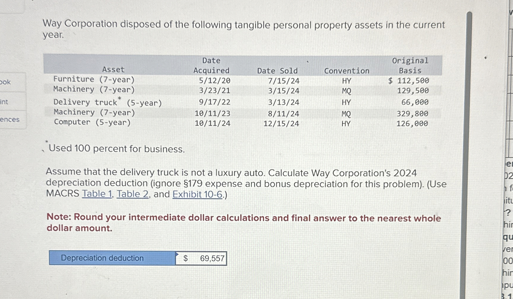 Solved Way Corporation disposed of the following tangible | Chegg.com