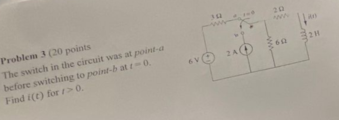 Solved Problem 3 ( 20 ﻿pointsThe switch in the circuit was | Chegg.com