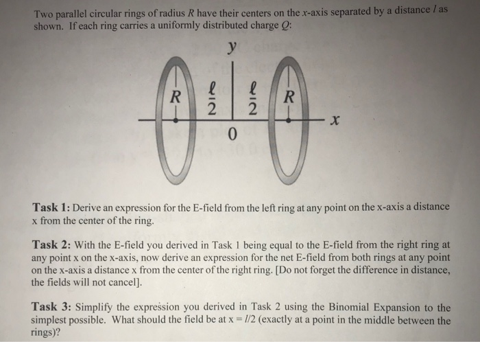 Solved Two parallel circular rings of radius R have their | Chegg.com