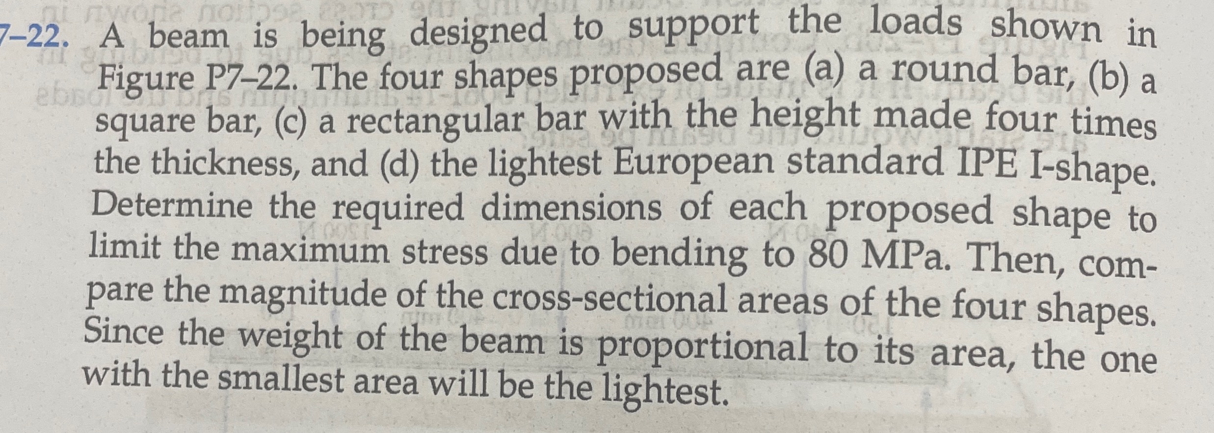 Solved by an EXPERT -22. ﻿A beam is being designed to support the loads | Chegg.com