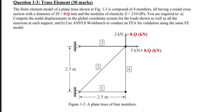 Solved Question 1-3: Truss Element (30 marks) The finite | Chegg.com