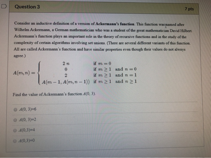 Solved Question 3 7 pts Consider an inductive definition of | Chegg.com