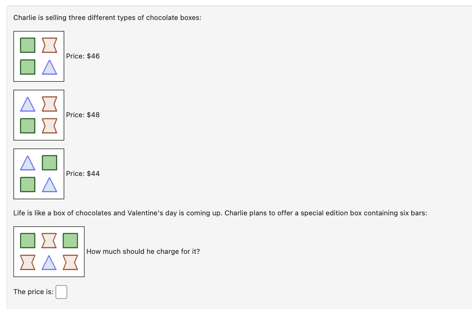 Solved Charlie is ﻿selling three different types of | Chegg.com