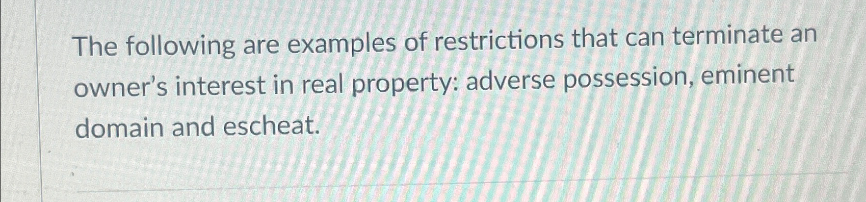 Solved The following are examples of restrictions that can | Chegg.com