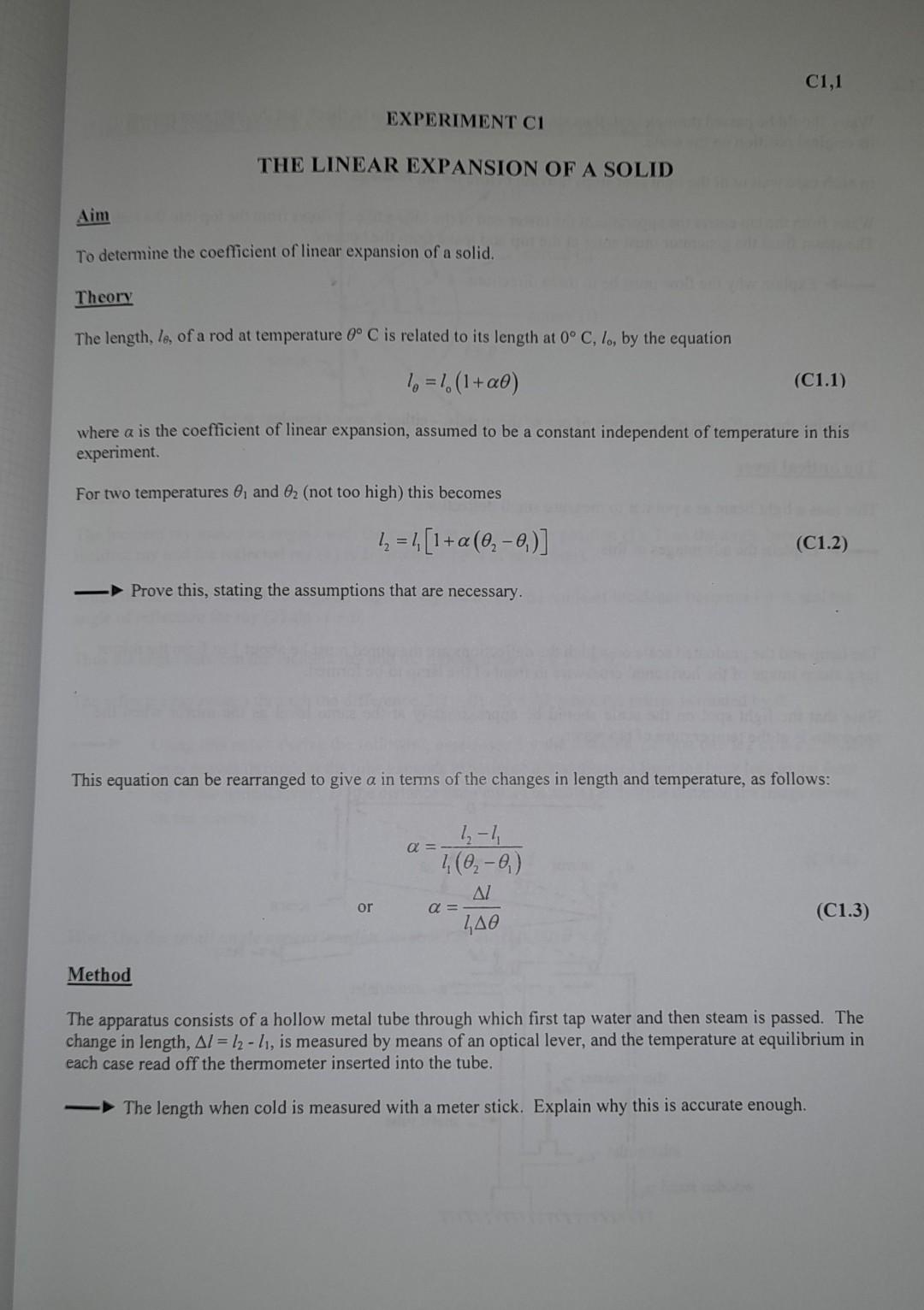 Solved Aim To determine the coefficient of linear expansion | Chegg.com