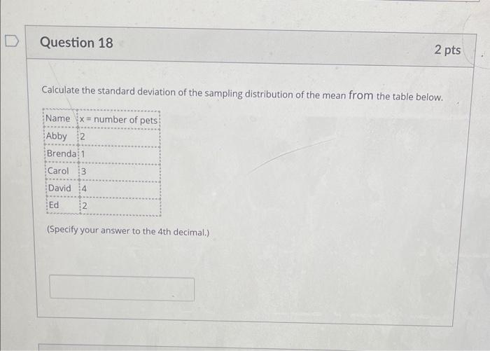 Calculate the standard deviation of the sampling | Chegg.com