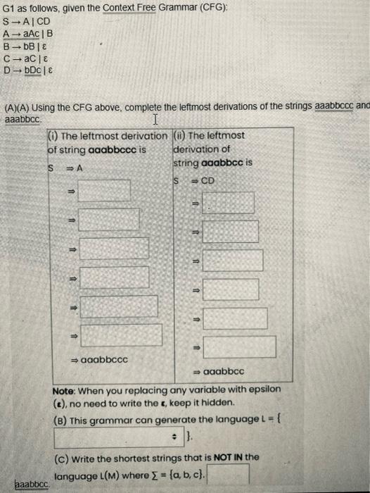 Solved G1 as follows, given the context Free Grammar (CFG): | Chegg.com