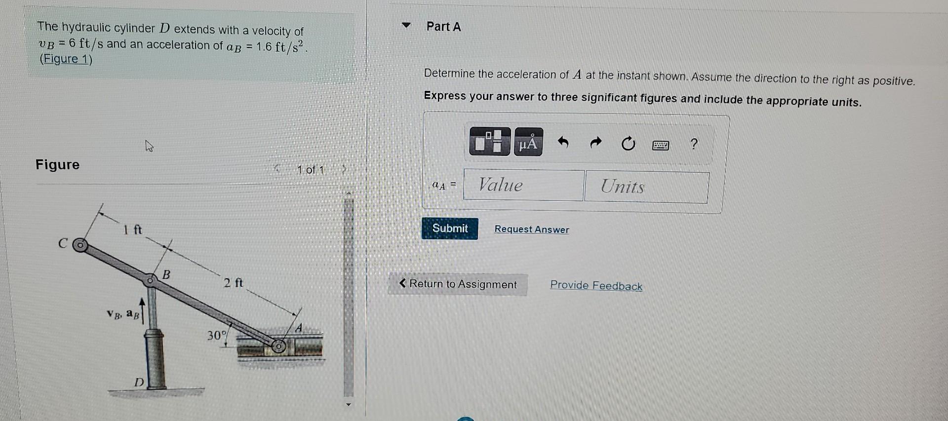 Solved The hydraulic cylinder D extends with a velocity of | Chegg.com