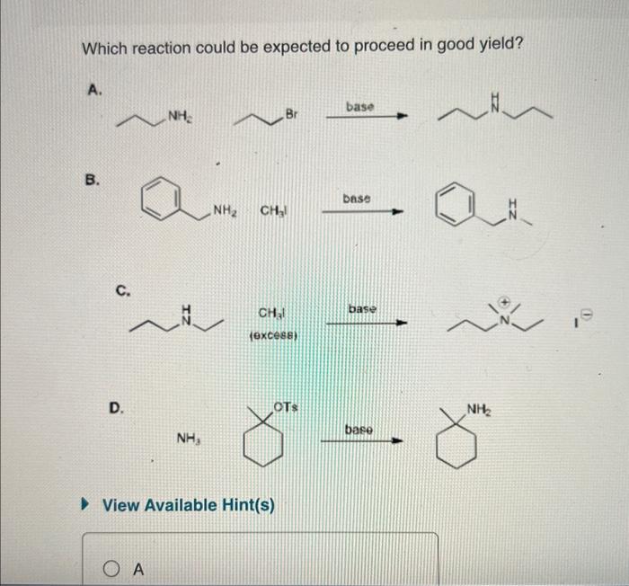 Solved Which reaction could be expected to proceed in good | Chegg.com