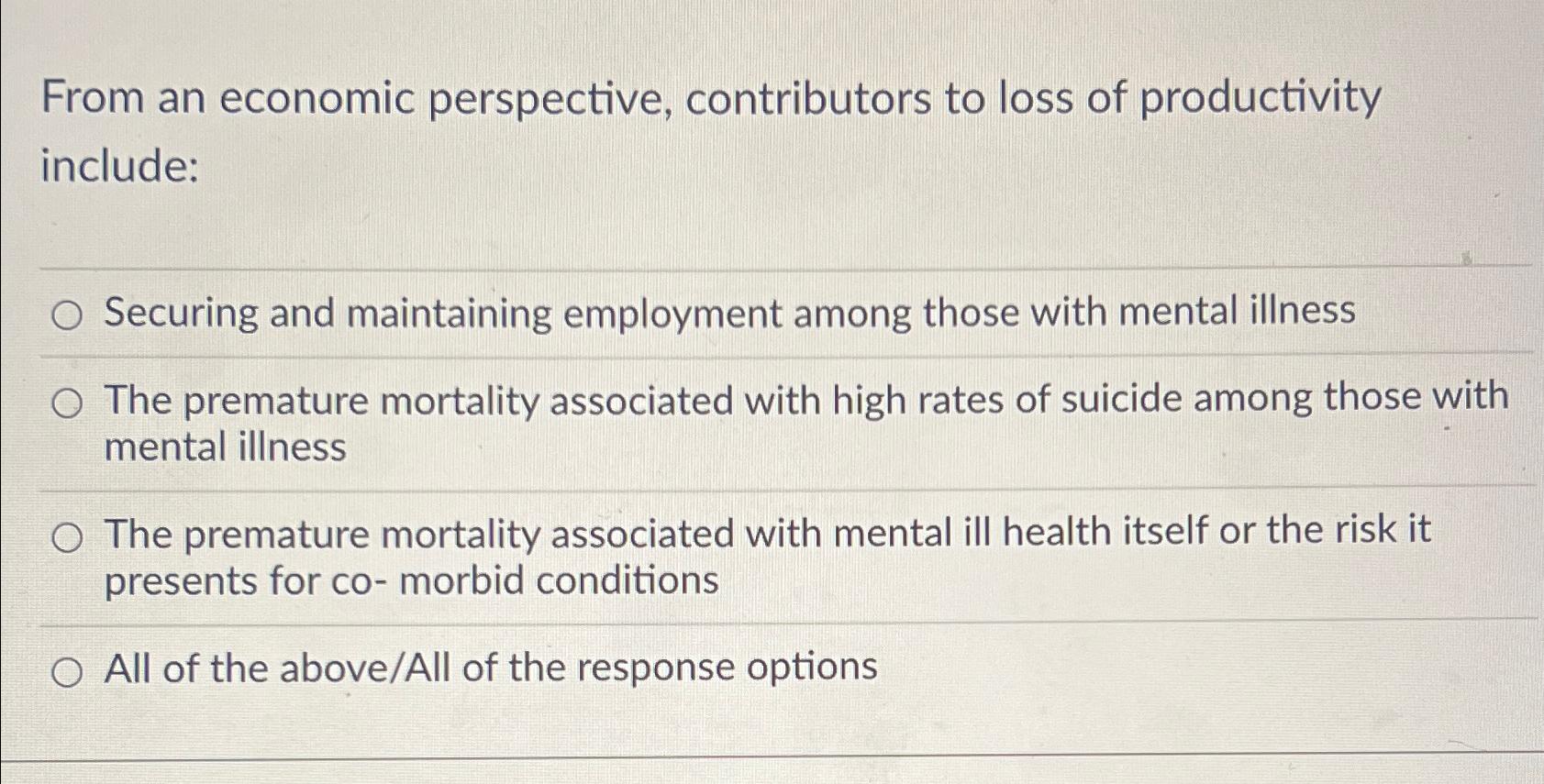 Solved From an economic perspective, contributors to loss of | Chegg.com