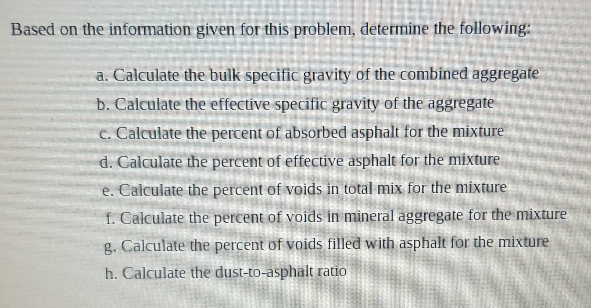 Solved Bulk specific gravity of the mixture, Gmb=2.525 | Chegg.com