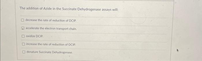 Solved The addition of Azide in the Succinate Dehydrogenase | Chegg.com