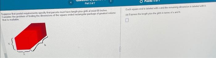 Solved Suppose that possal requirements specity that parcels | Chegg.com