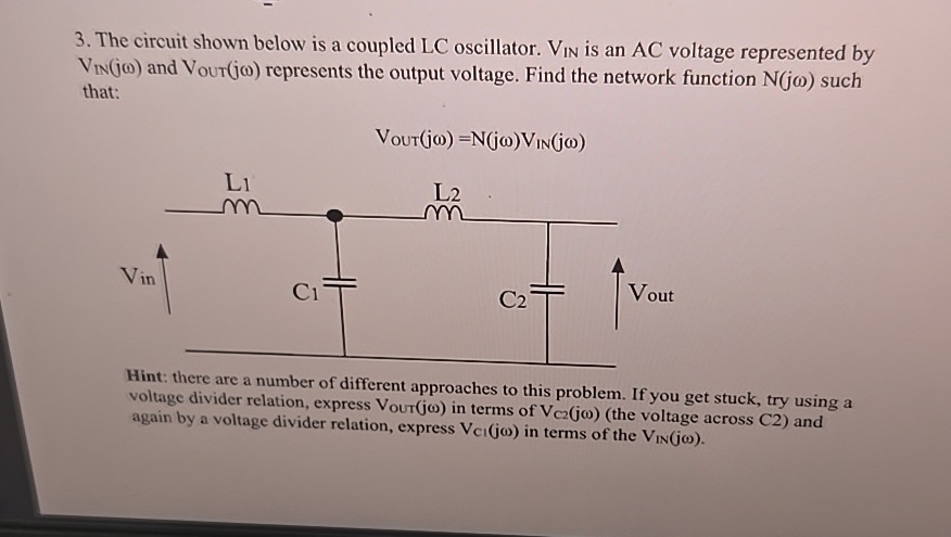 Solved The circuit shown below is a coupled LC oscillator. | Chegg.com