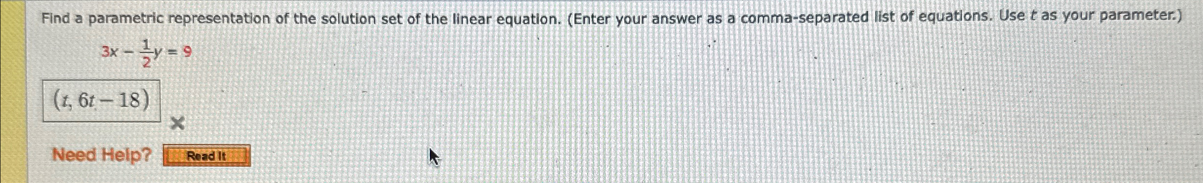 Solved Find a parametric representation of the solution set | Chegg.com