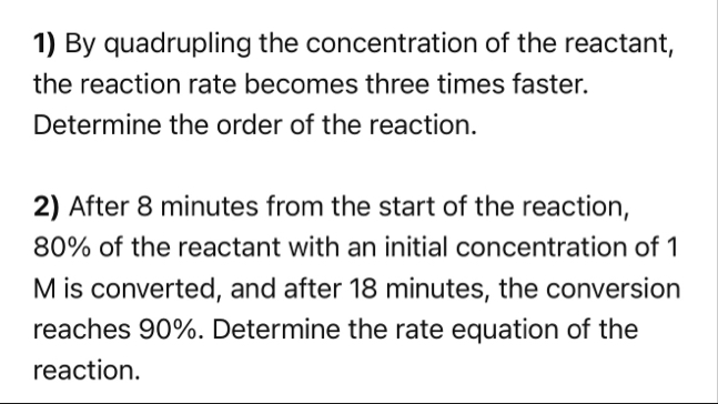 Solved A) ﻿By quadrupling the concentration of the reactant, | Chegg.com