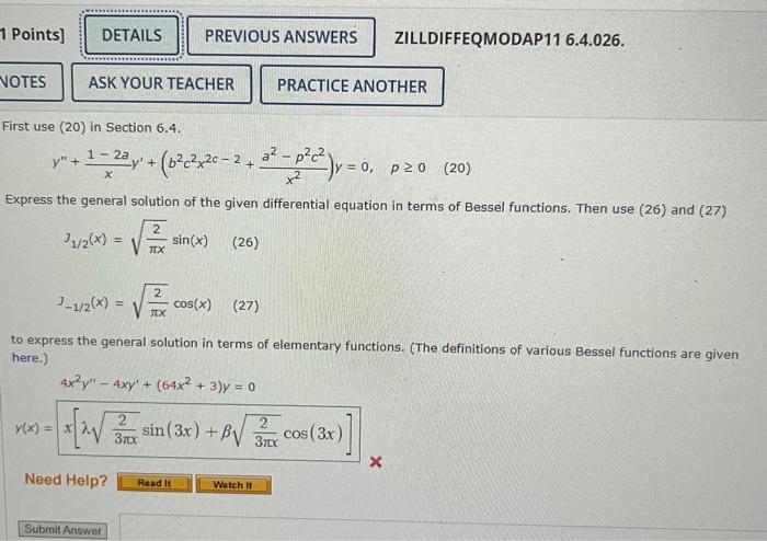 Solved 1 Points] DETAILS PREVIOUS ANSWERS ZILLDIFFEQMODAP11 | Chegg.com