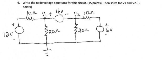 Solved 6. Write the node voltage equations for this circuit. | Chegg.com