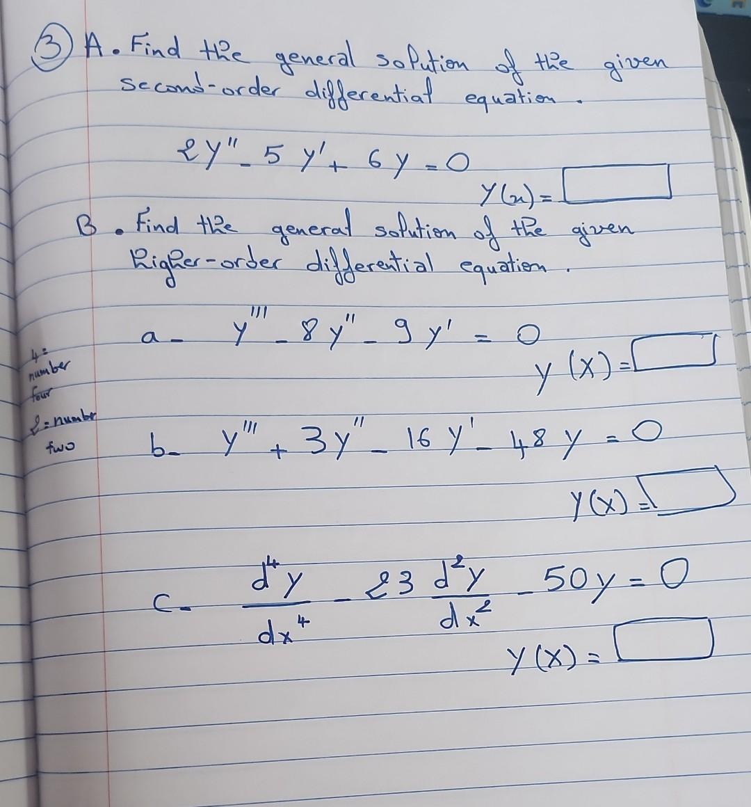 Solved 2y′′−5y′+6y=0 y(x)= Find the general solution of the | Chegg.com