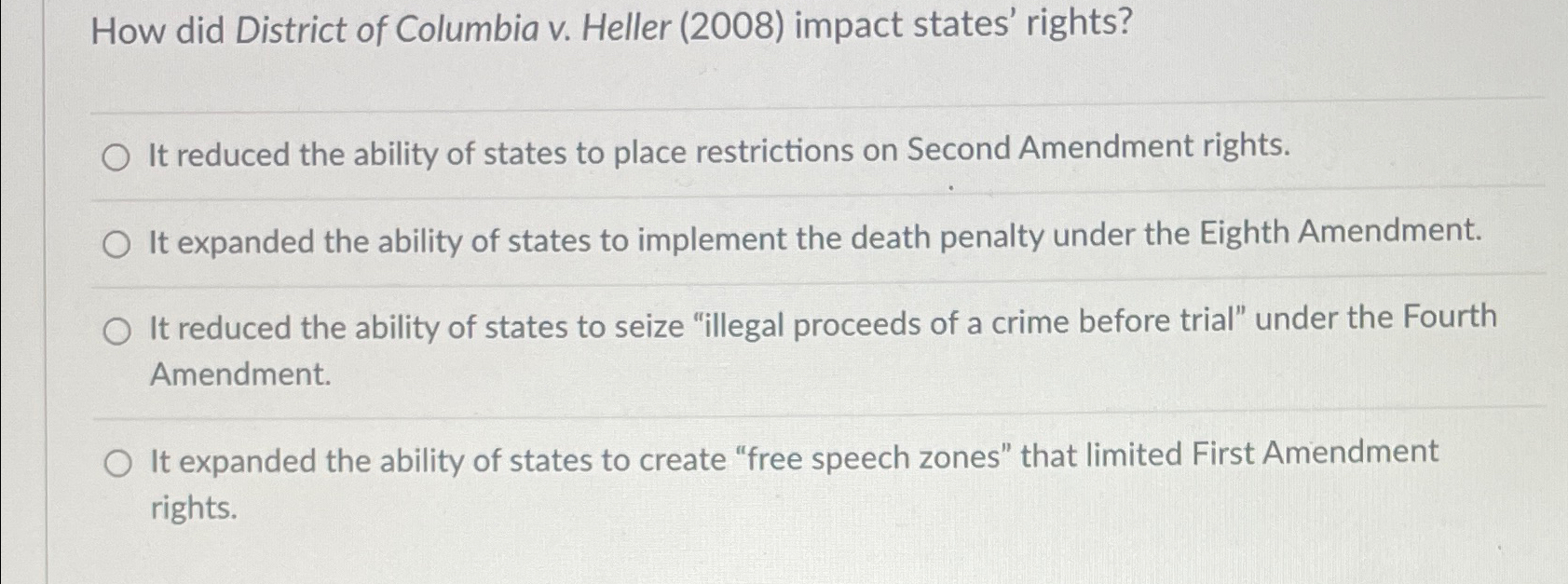 Solved How did District of Columbia v. ﻿Heller (2008) | Chegg.com