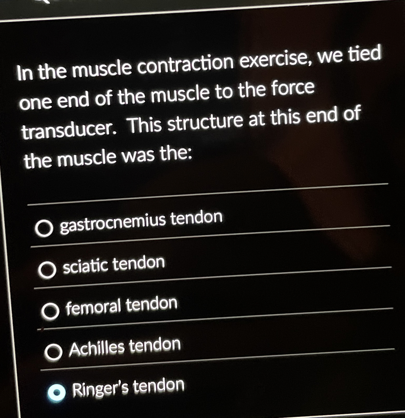 Solved In the muscle contraction exercise, we tied one end | Chegg.com
