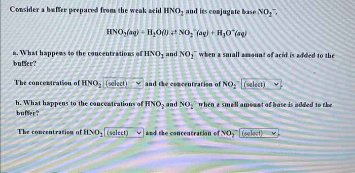 Solved Consider a buffer prepared from the weak acid HNO, | Chegg.com