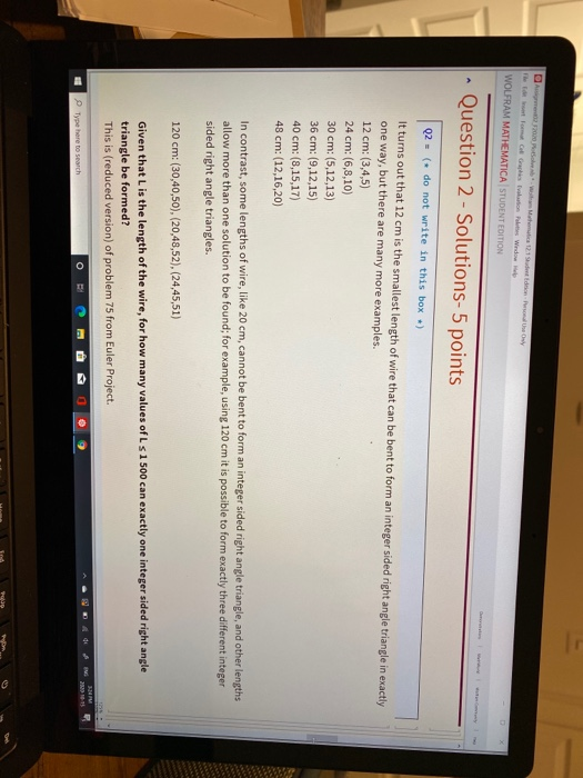 Solved WOLFRAM MATHEMATICA STUDENT EDITION Question 2 - | Chegg.com