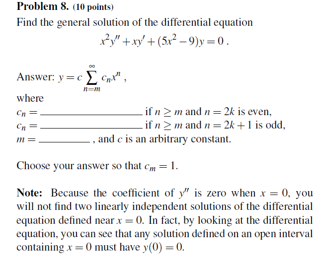 Solved Problem 8. (10 points)Find the general solution of | Chegg.com Solved Problem 8. (10 points)Find the general solution of | Chegg.com