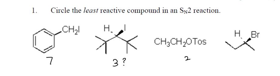 Solved Circle the least reactive compound in an SN2 | Chegg.com