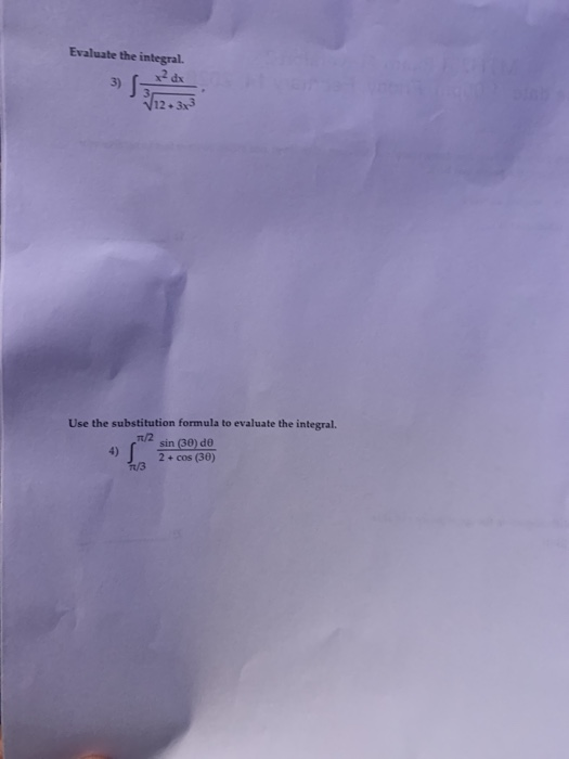 Solved Evaluate the integral. Use the substitution formula | Chegg.com
