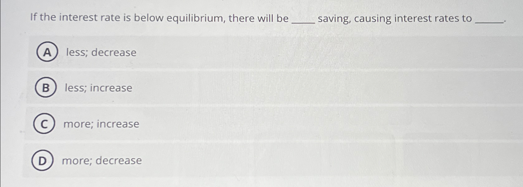 Solved If the interest rate is below equilibrium, there will | Chegg.com