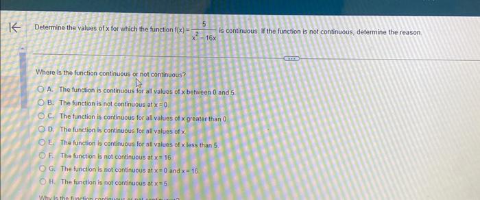 Solved Determine the values of x for which the function | Chegg.com