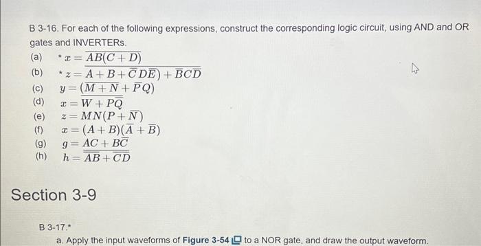 Solved B 3-16. For each of the following expressions, | Chegg.com
