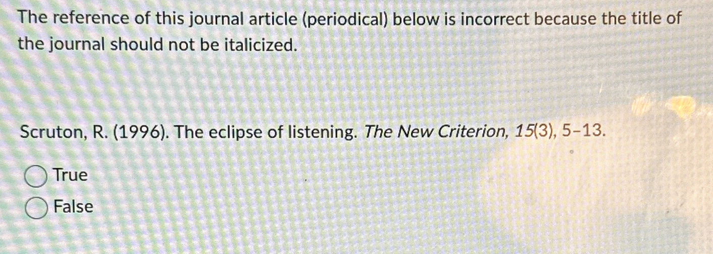 Solved The reference of this journal article (periodical) | Chegg.com