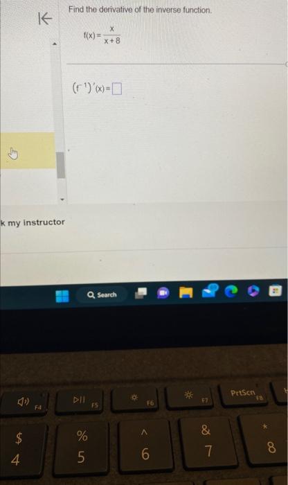 Solved Find the derivative of the inverse function. | Chegg.com