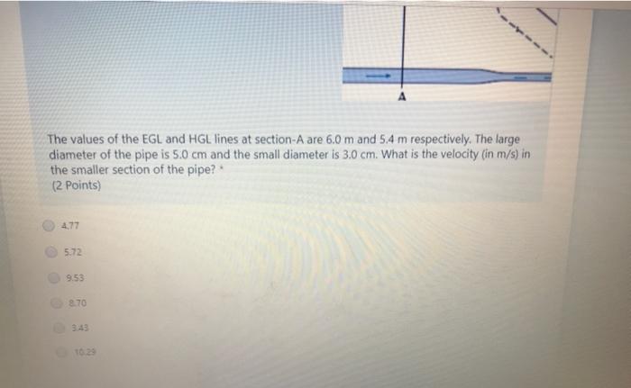 Solved *** EGL HGL The values of the EGL and HGL lines at | Chegg.com