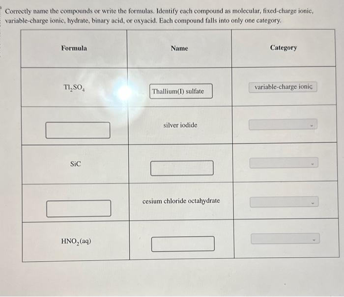 Solved Correctly name the compounds or write the formulas. | Chegg.com