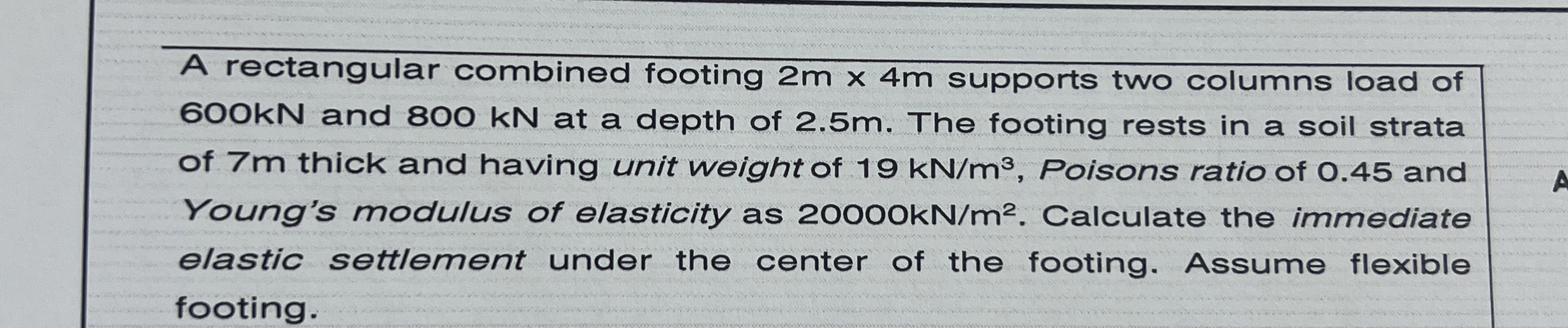 Solved A rectangular combined footing 2m×4m ﻿supports two | Chegg.com