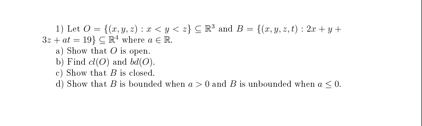 Solved Let O = {(x, ﻿y, ﻿z) ﻿: x
