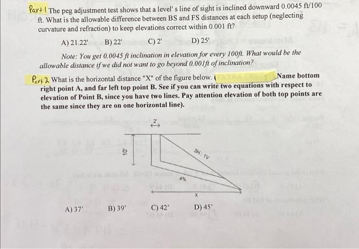 Solved Part I The peg adjustment test shows that a level' s | Chegg.com