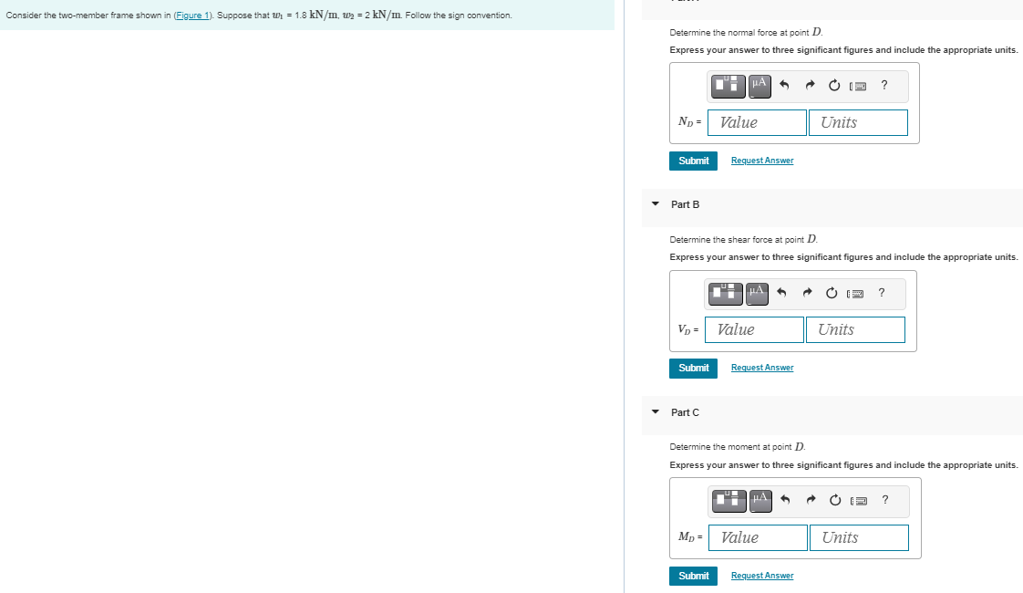 Solved Consider the two-member frame shown in (Figure 1). | Chegg.com