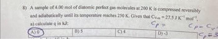 Solved explanation pleaseA sample of 4.00 mol of diatomic | Chegg.com