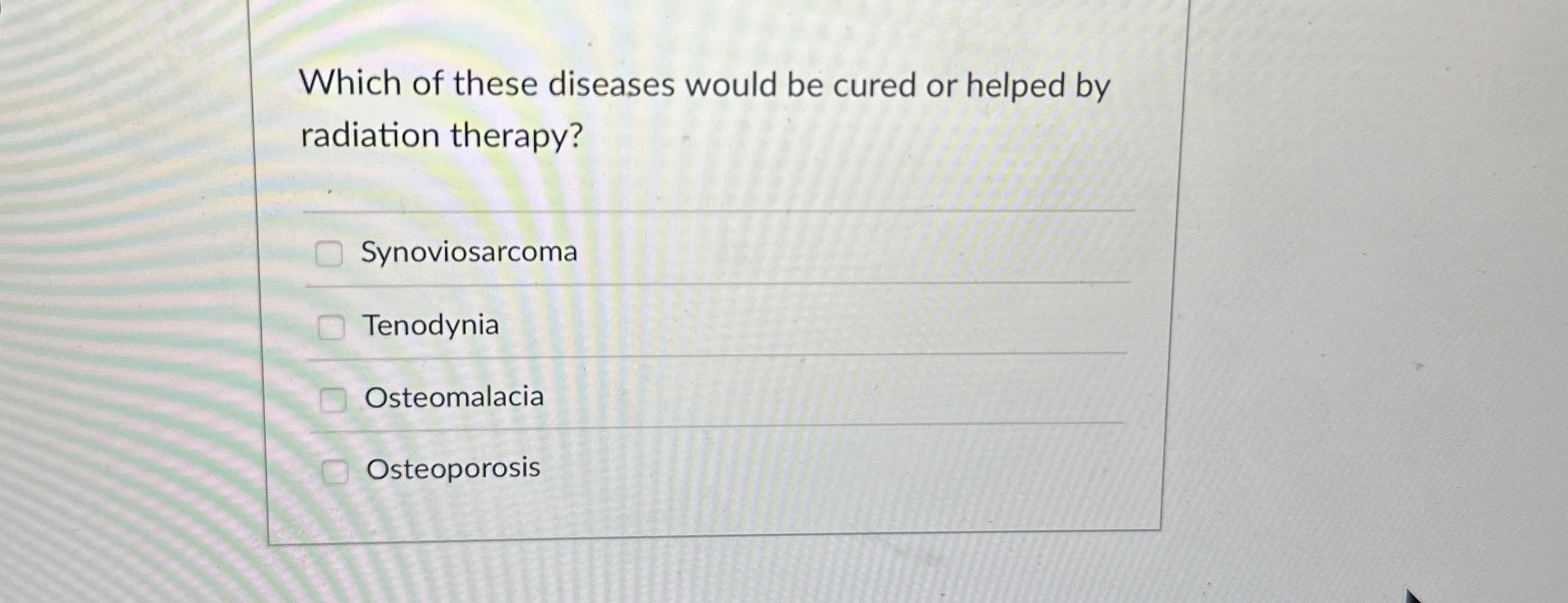 Solved Which of these diseases would be cured or helped by | Chegg.com
