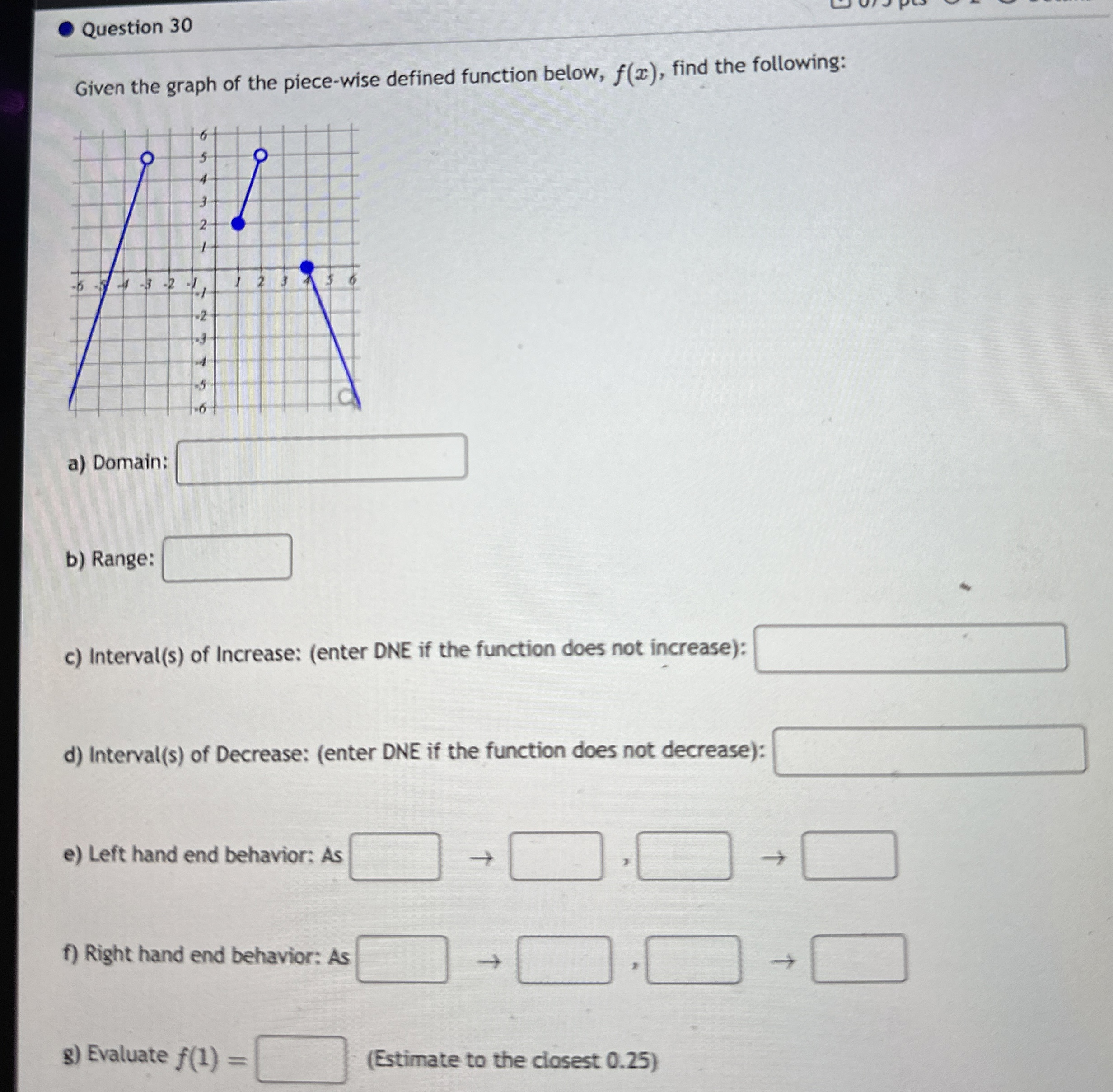Solved Question 30Given the graph of the piece-wise defined | Chegg.com